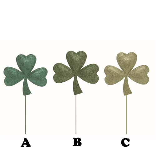 Metal Glitter Shamrock Pick-Assorted – Alsip Nursery