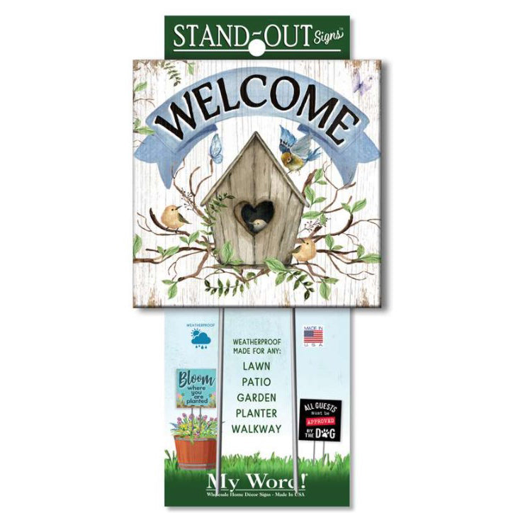 My Word! Stand Out Sign - Welcome (birdhouse) – Alsip Nursery